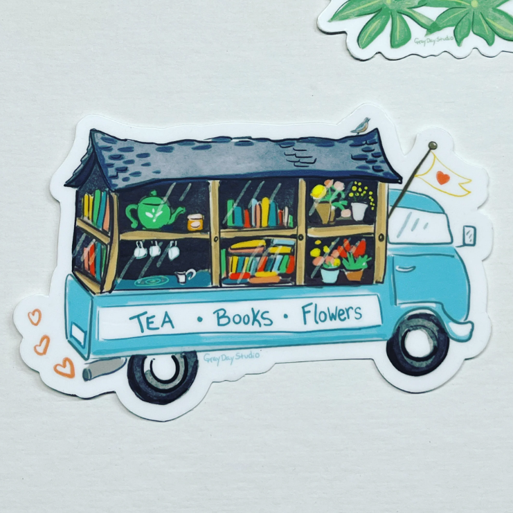 Bookmobile Sticker · Gray Day Studio – Heritage Seaweed